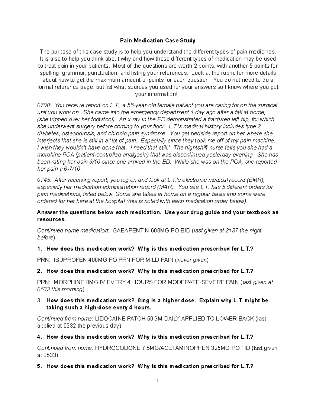 Pain Medication Case Study - It is also to help you think about why and ...