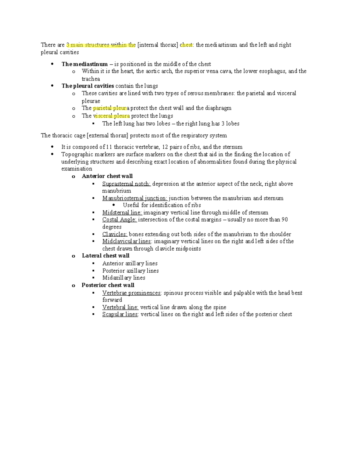 Chest Assessment - There are 3 main structures within the [internal ...