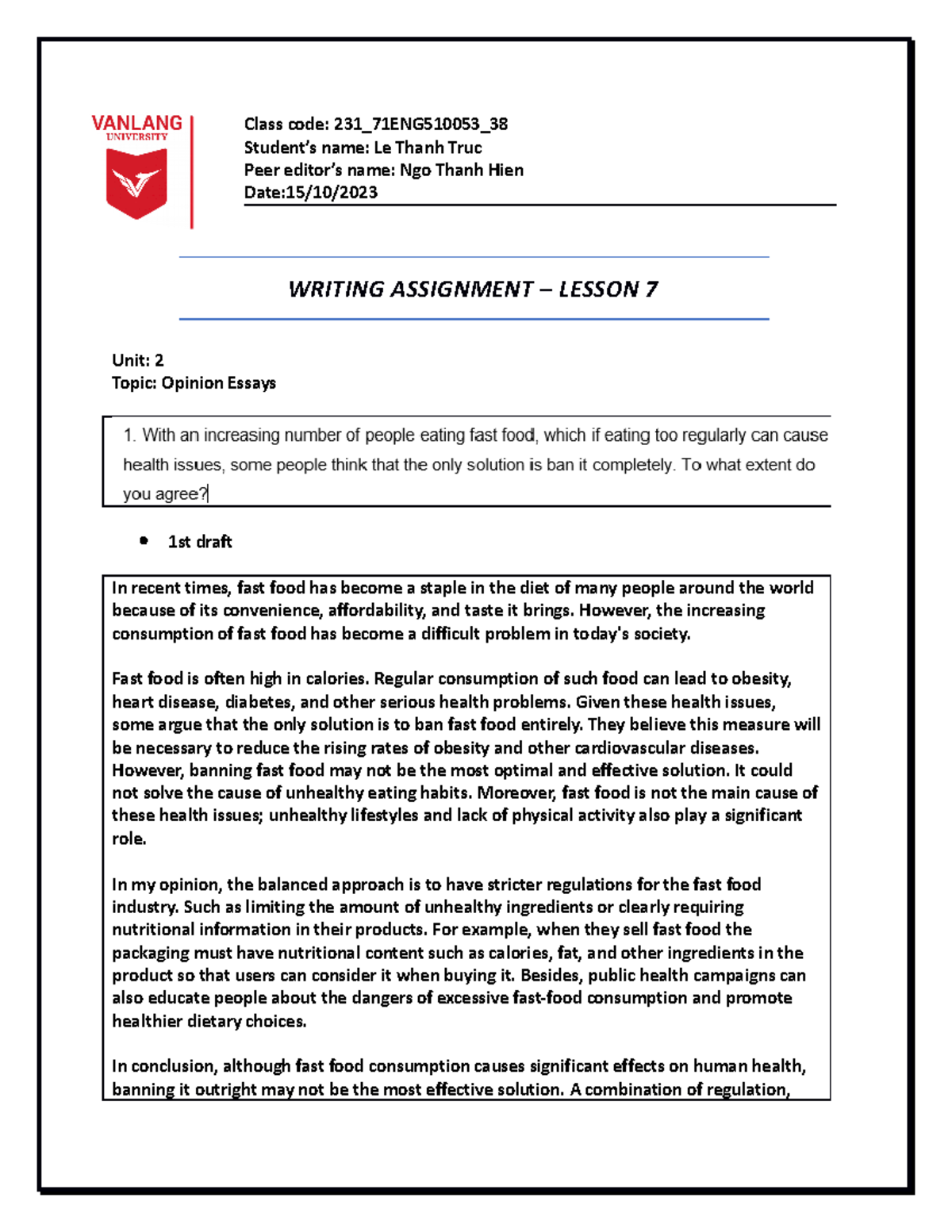 Template Writing assignment - Class code: 231_71ENG510053_ Student’s ...