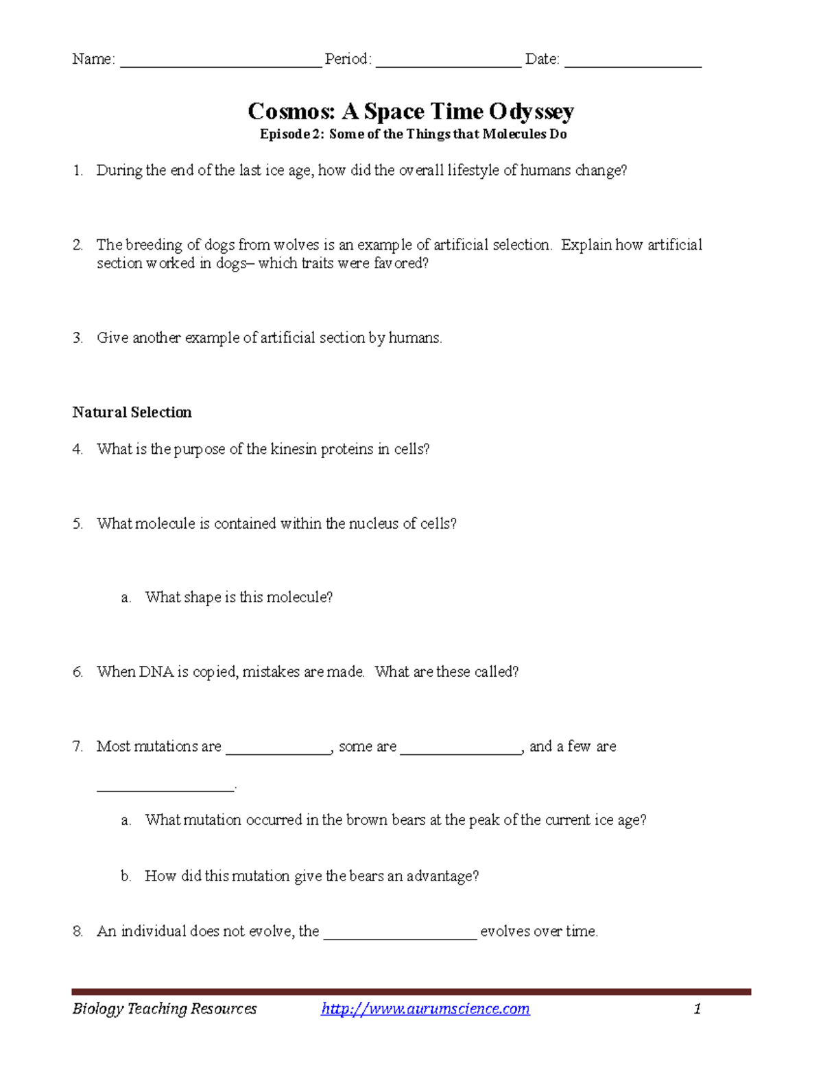 Cosmos Episode 2 - Some of the Things that Moelcules Do - Name