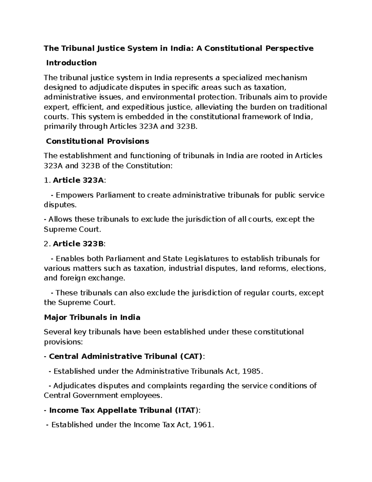 Tribunal Justice System IN India - Tribunals aim to provide expert ...