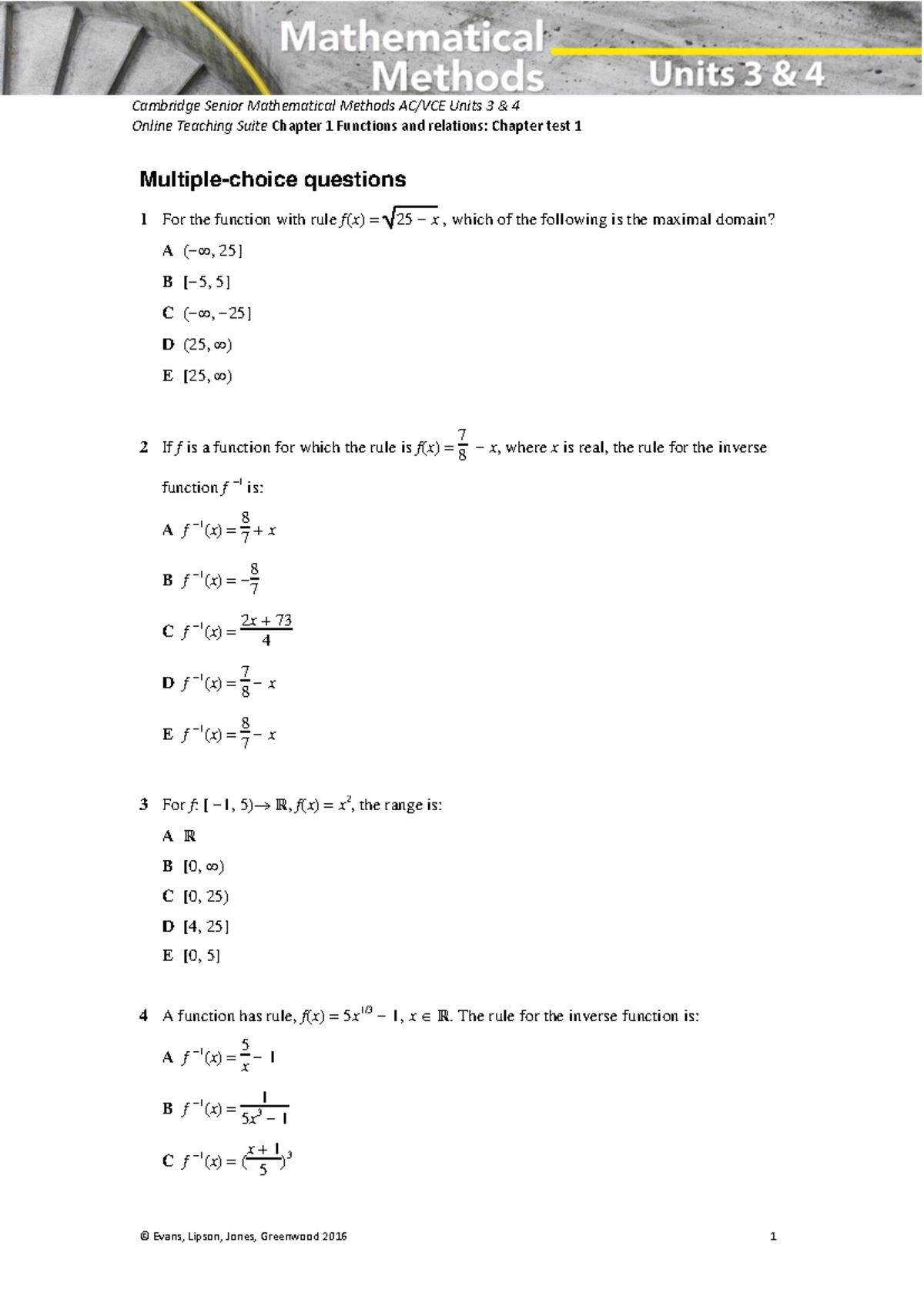 Chapter 1 test 1 - practice test methods unit 3 - Online Teaching Suite ...