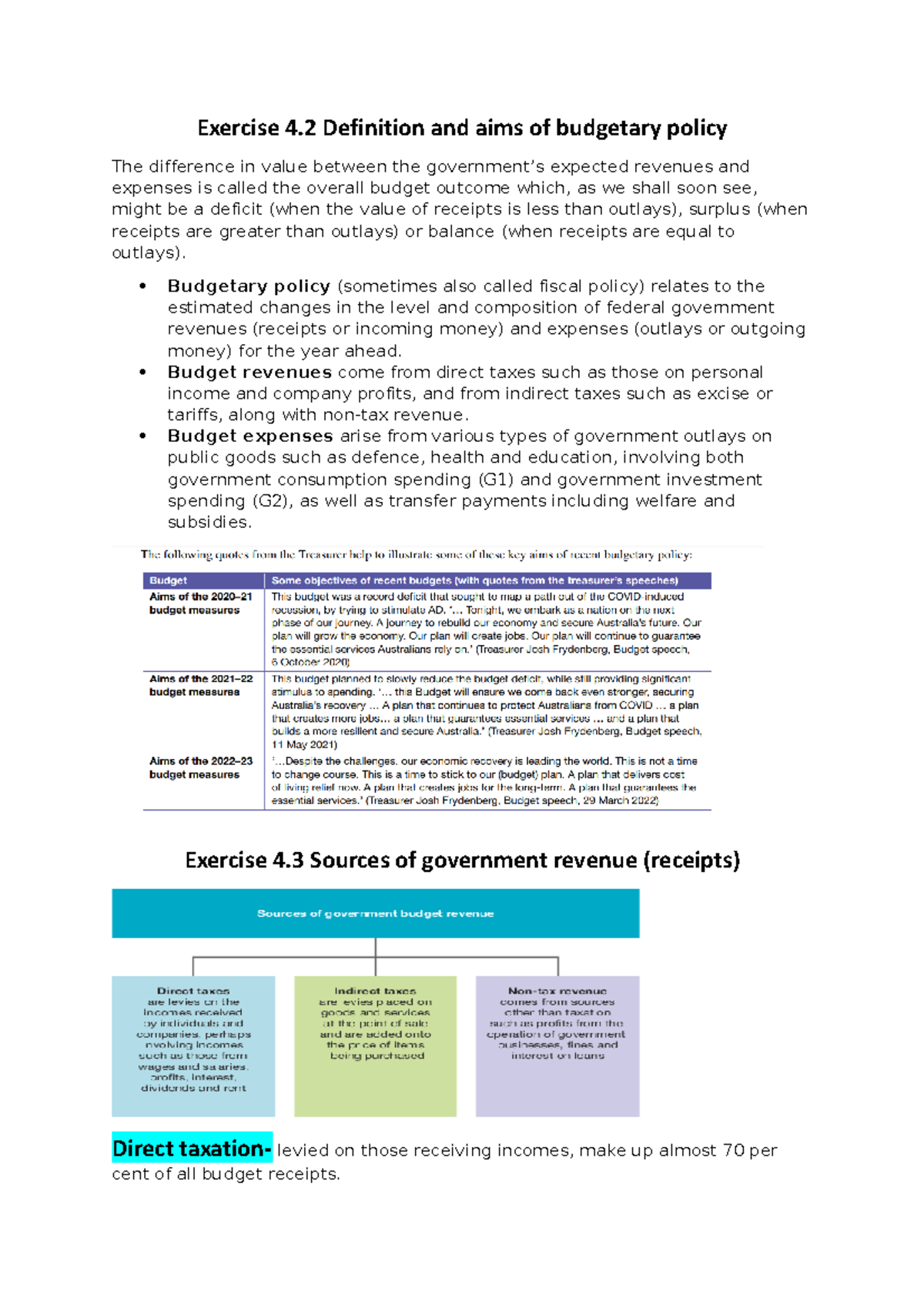 Economics unit 4 aos 1 notes - Exercise 4 Definition and aims of ...