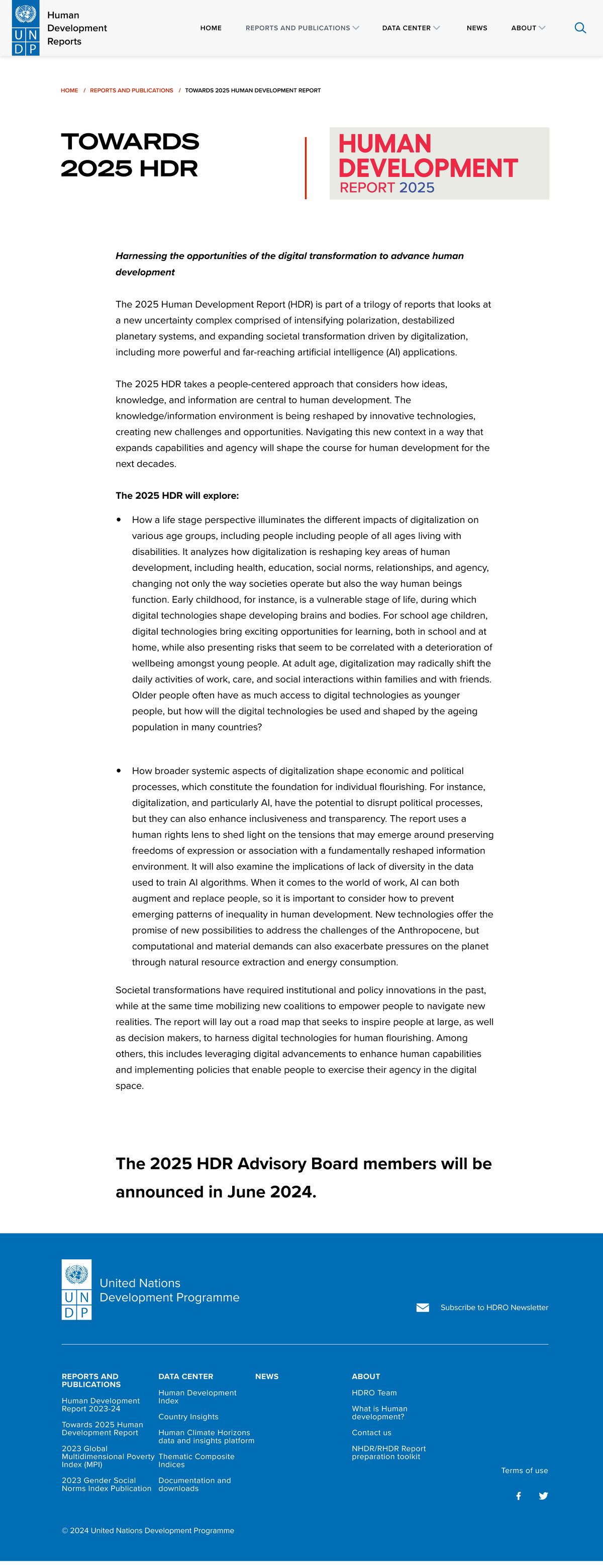 Towards 2025 Human Development Report Human Development Reports ...