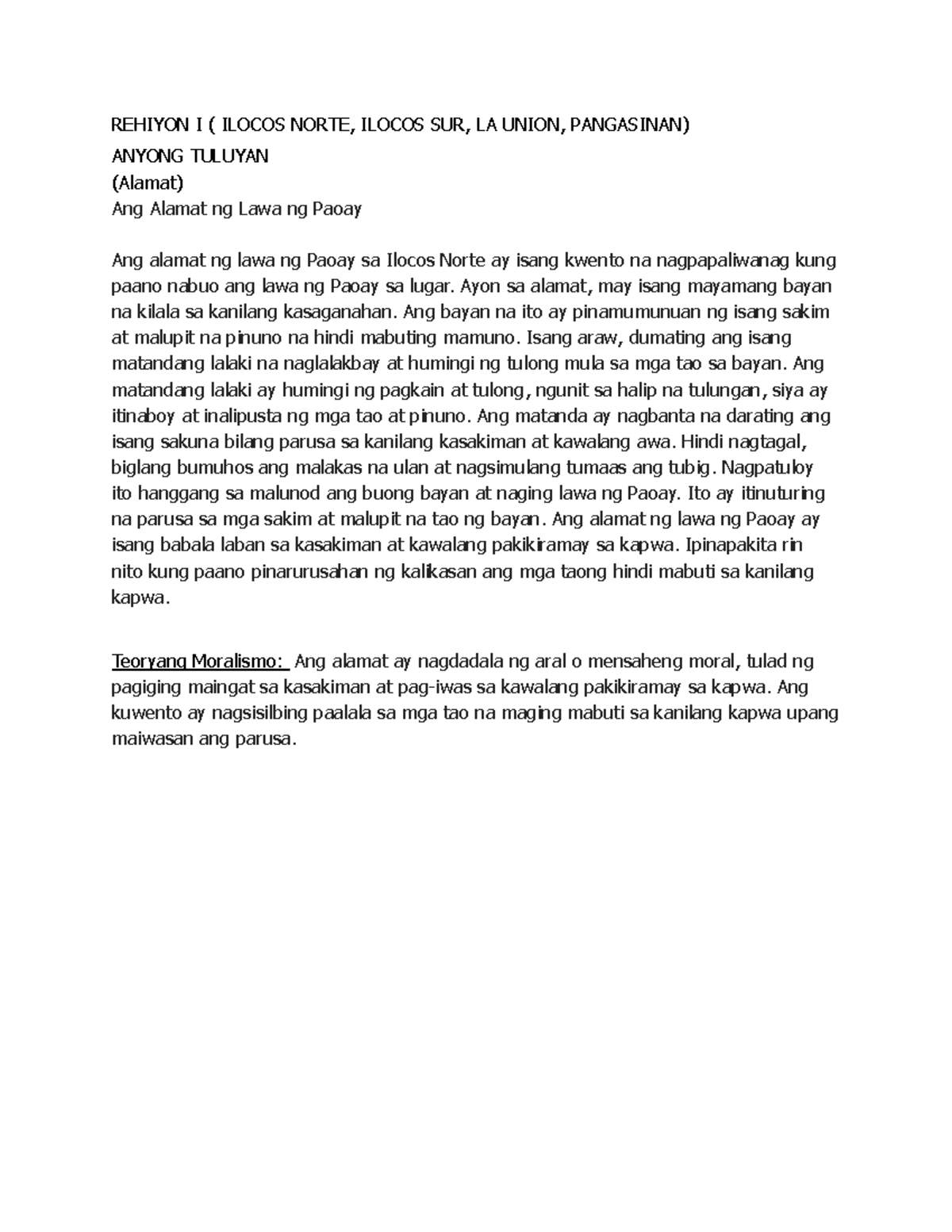 Rehiyon I Ilocos Norte Ilocos SUR LA Union Pangasinan - REHIYON I ( ILOCOS NORTE, ILOCOS SUR, LA ...