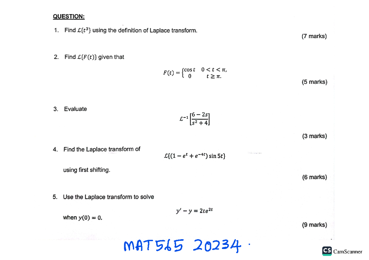 MAT565 QUIZ 20234 - quiz 1 - Advance Differential Equation - Studocu