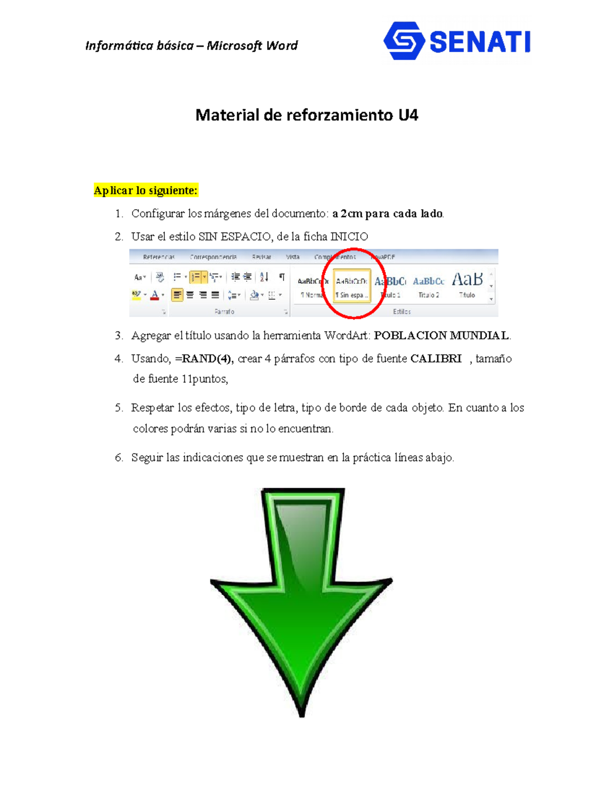 Pdfcoffee - xd hola - Informática básica – Microsoft Word Material de reforzamiento U Aplicar lo ...