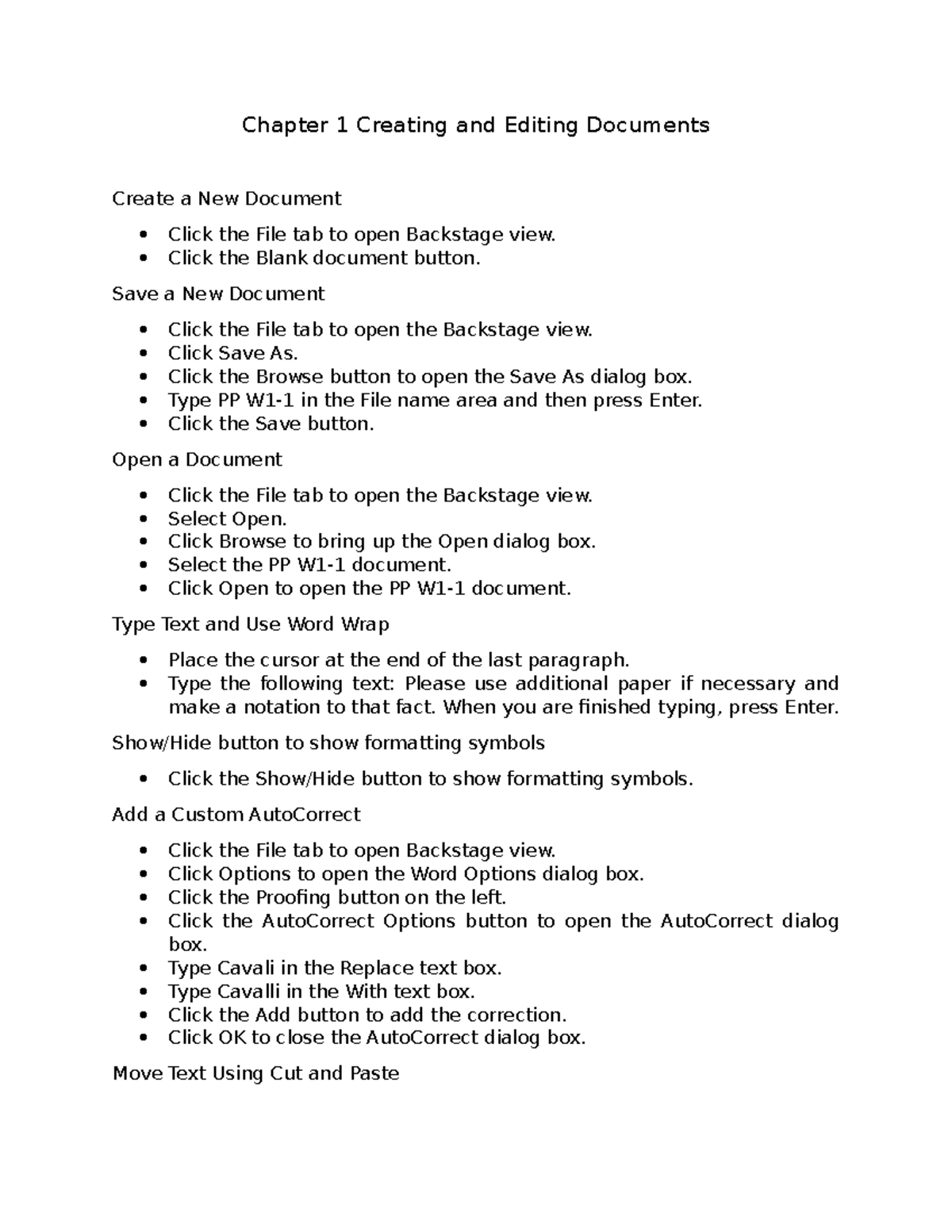 Creating and Editing Documents in Word - Studocu