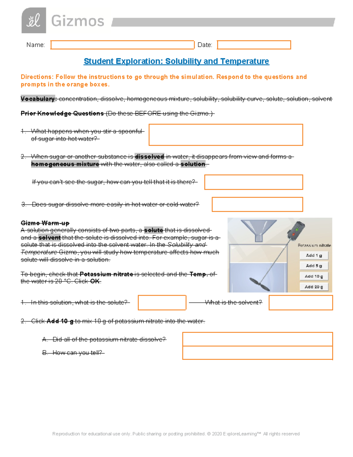 Copy of Solubility LAB - SOLIDSLAB - Name: Date: Student Exploration ...