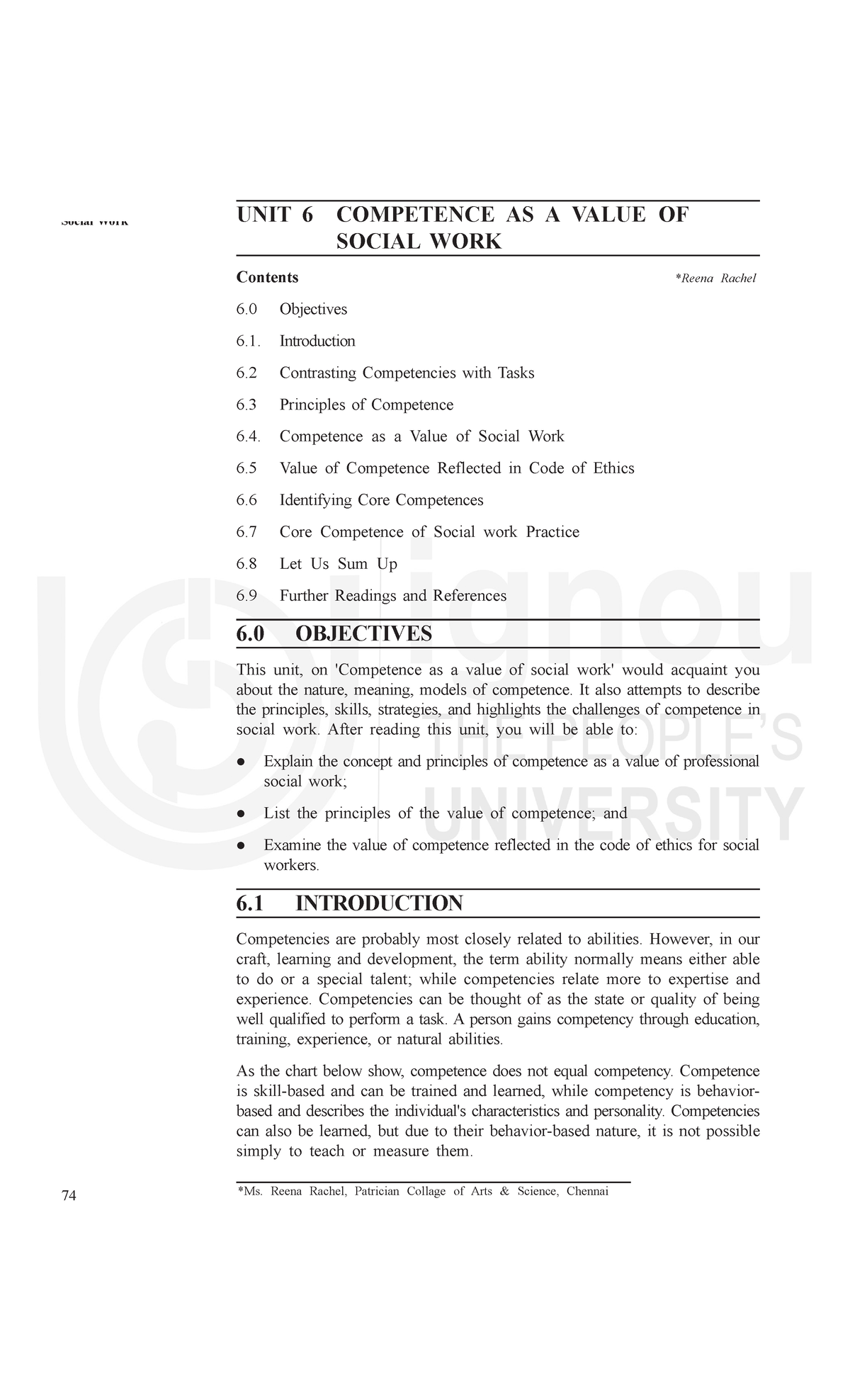 Competence AS A Value OF - Value of Professional Social Work UNIT 6 ...