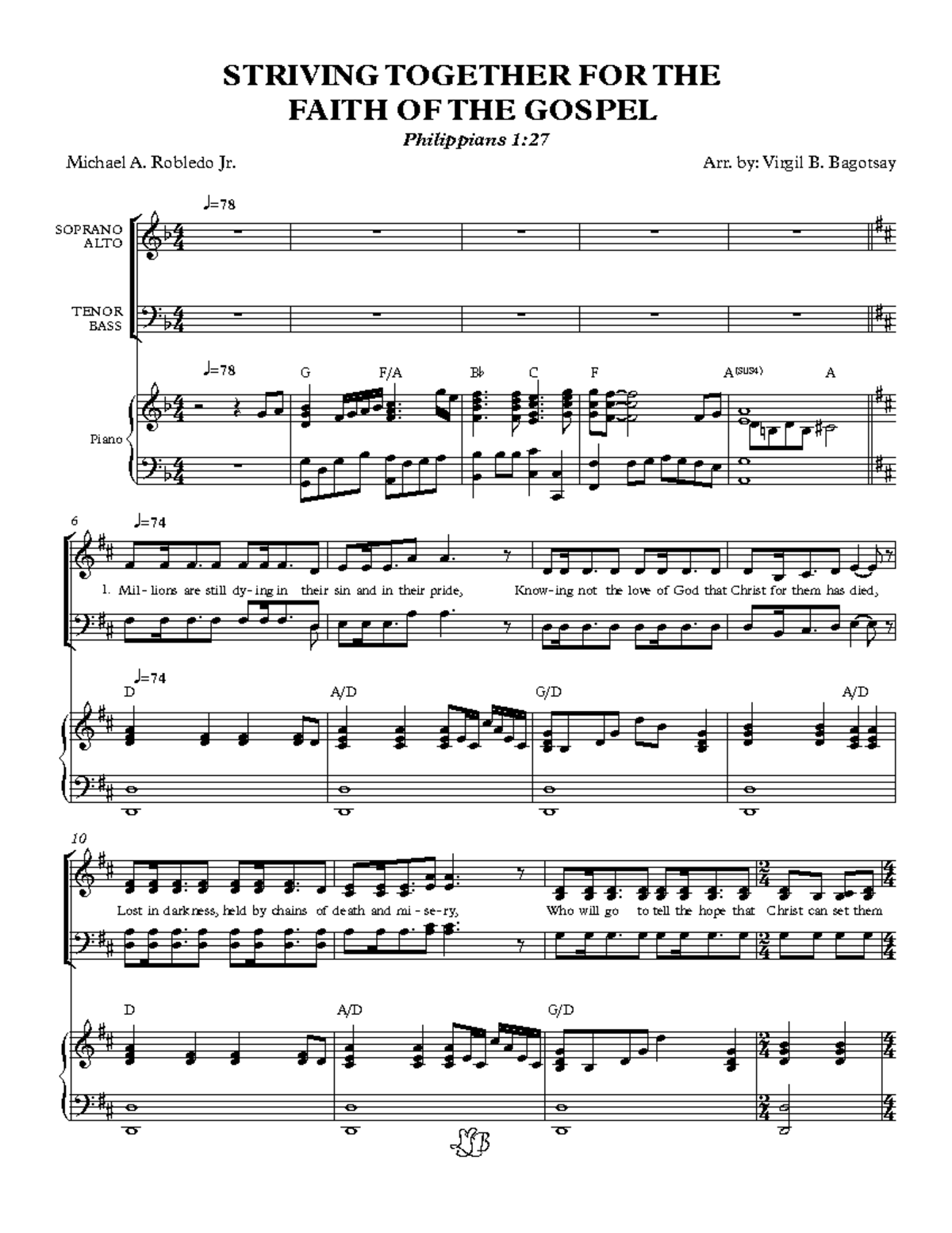 Striving Together FOR THE Faith OF THE Gospel clear copy ...