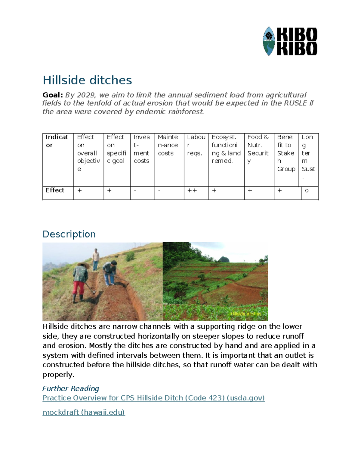 Hillside ditches - hello - Hillside ditches Goal: By 2029, we aim to ...