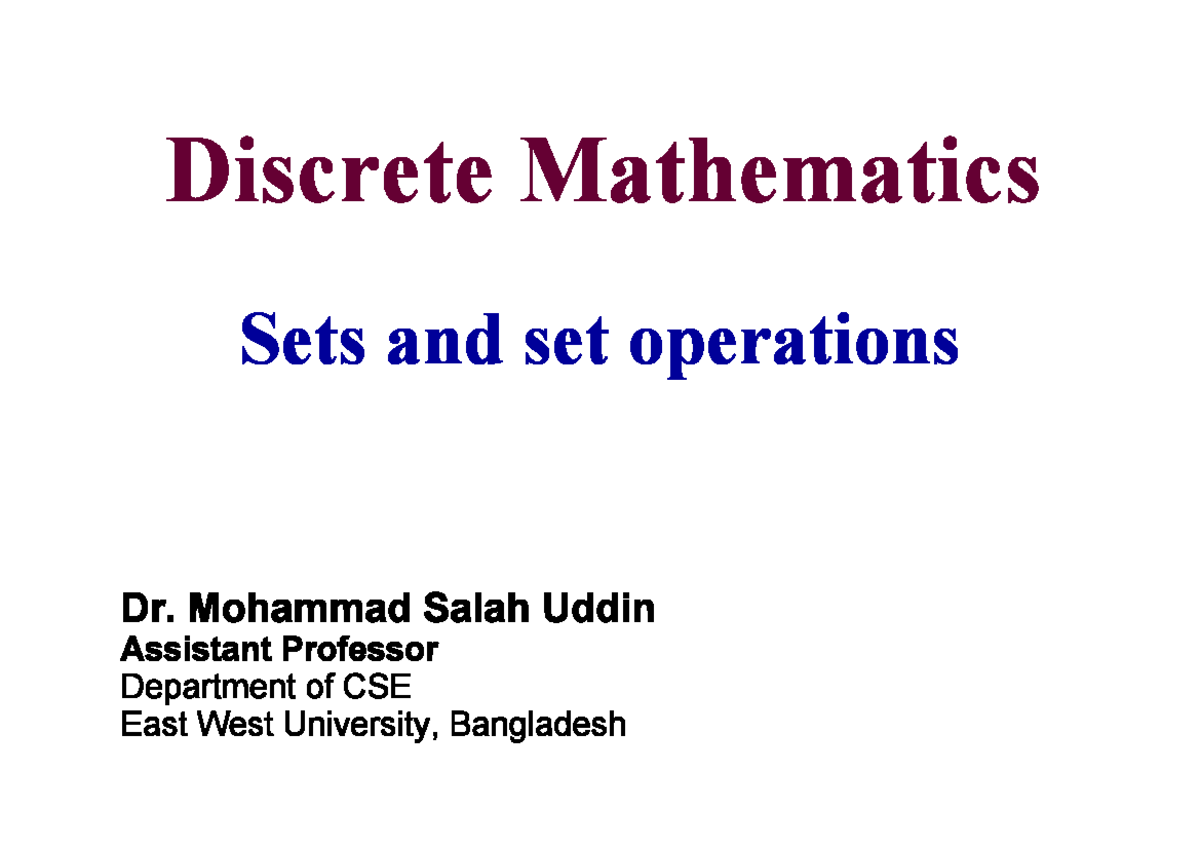 LEC SET DSU - Discrete Mathematics - Studocu
