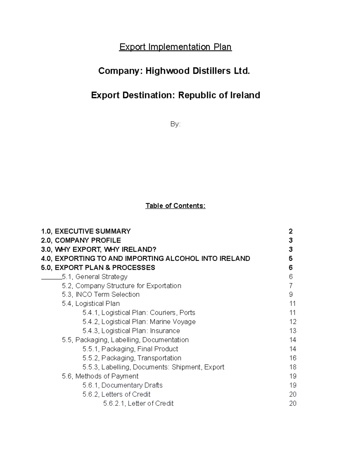 723 Export Plan Report - assignment - Export Implementation Plan ...