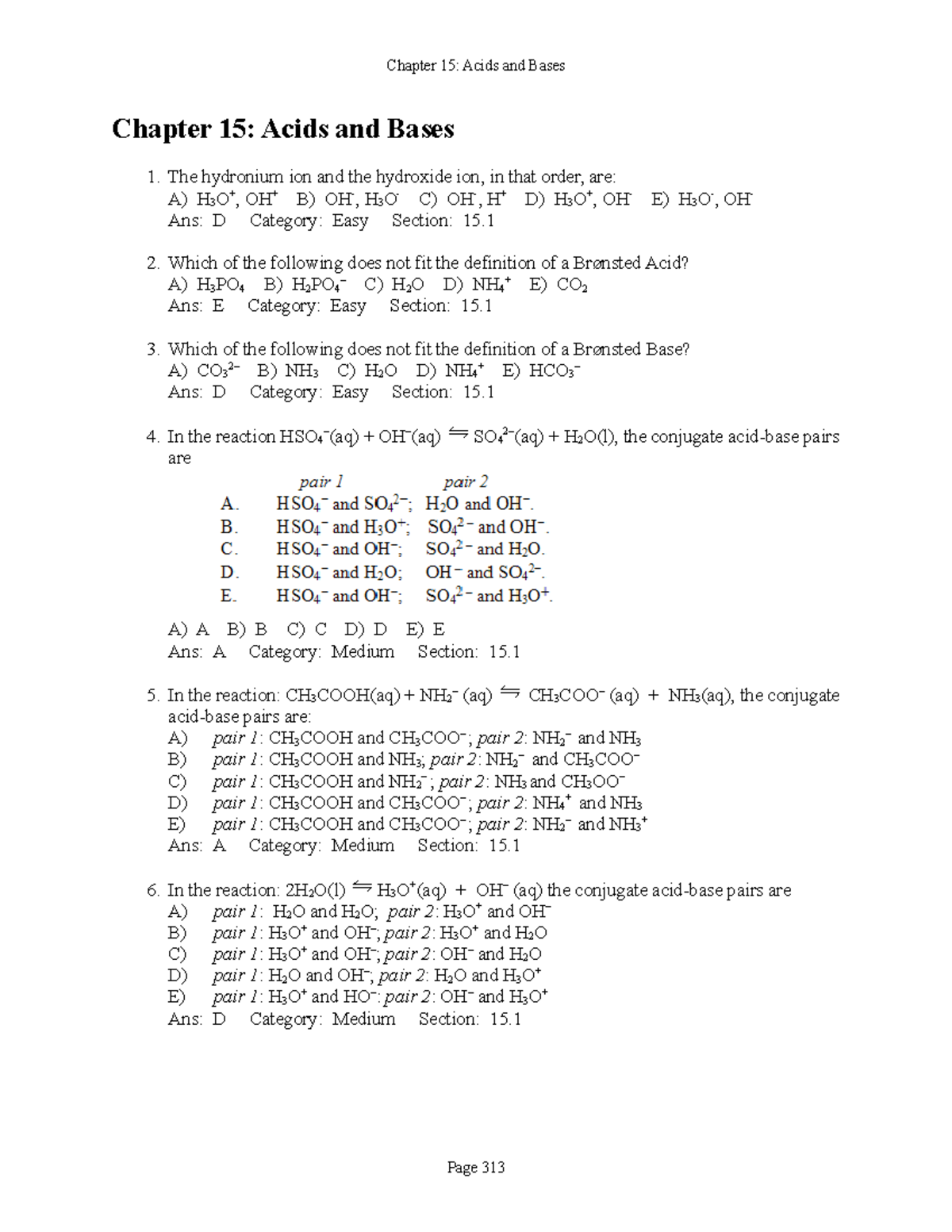 Chapter 15- Acids and Bases - Chapter 15: Acids and Bases The hydronium ...