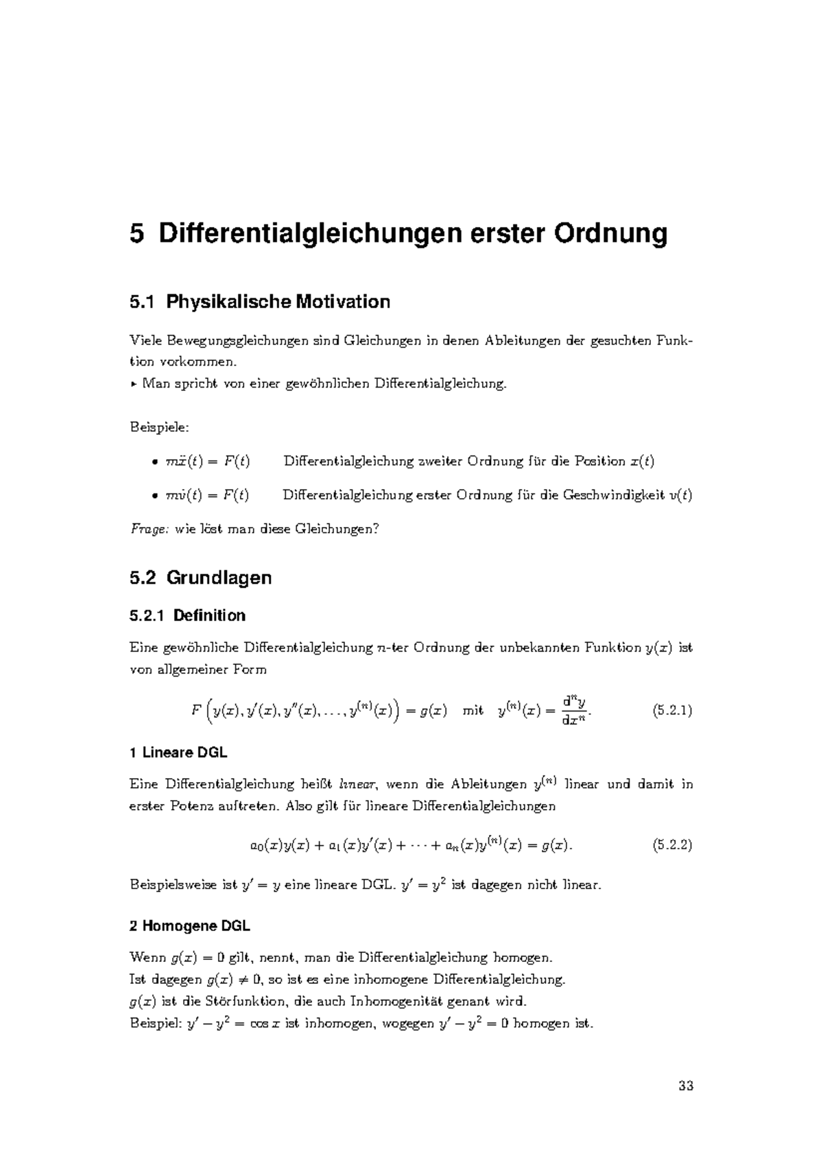 Kap5-Differentialgleichungen-1 - 5 Differentialgleichungen erster Ordnung 5 Physikalische ...
