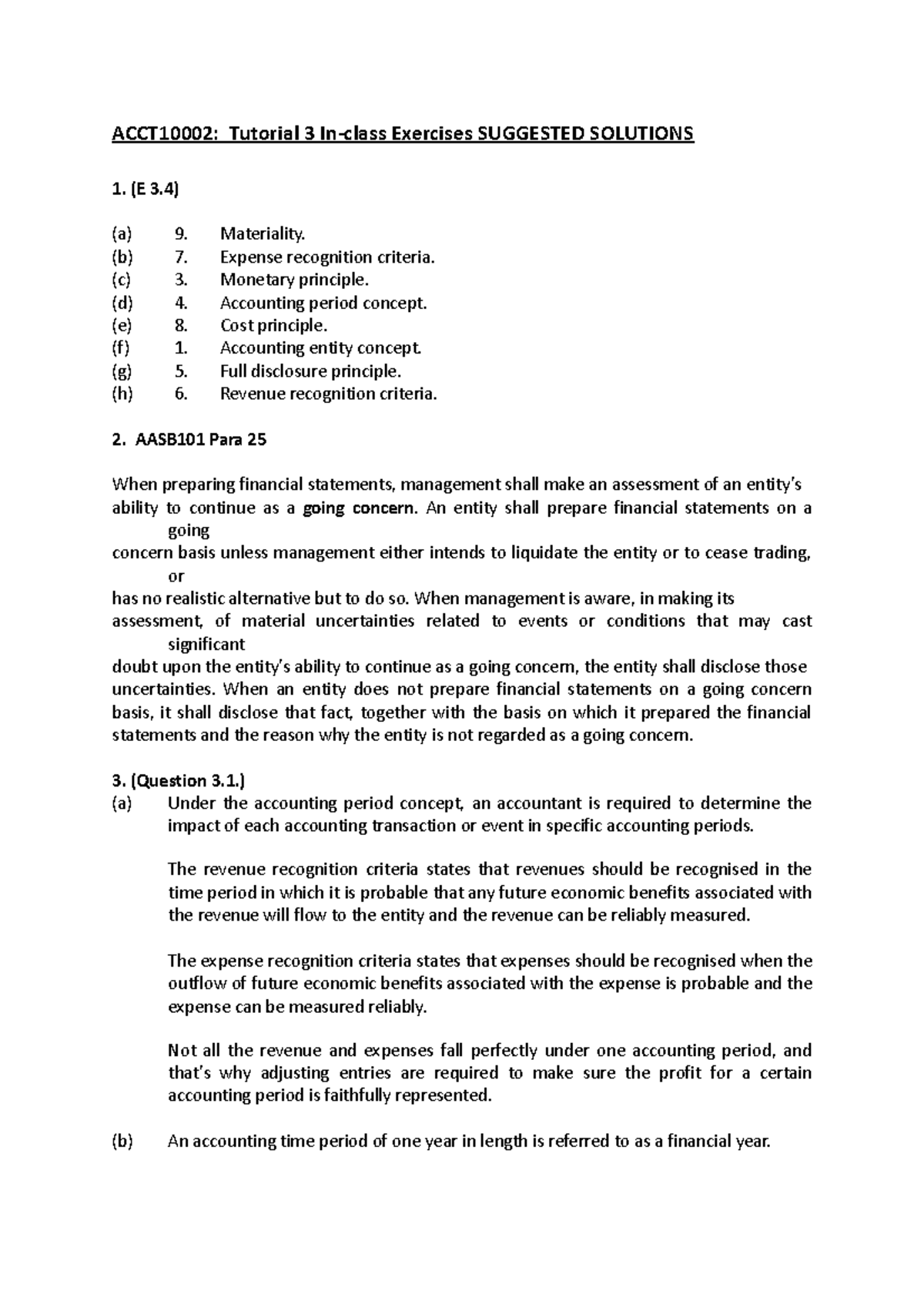 Acct10002 Tutorial 3 In Class Exercises Solutions Acct10002 Tutorial 3 In Class Exercises