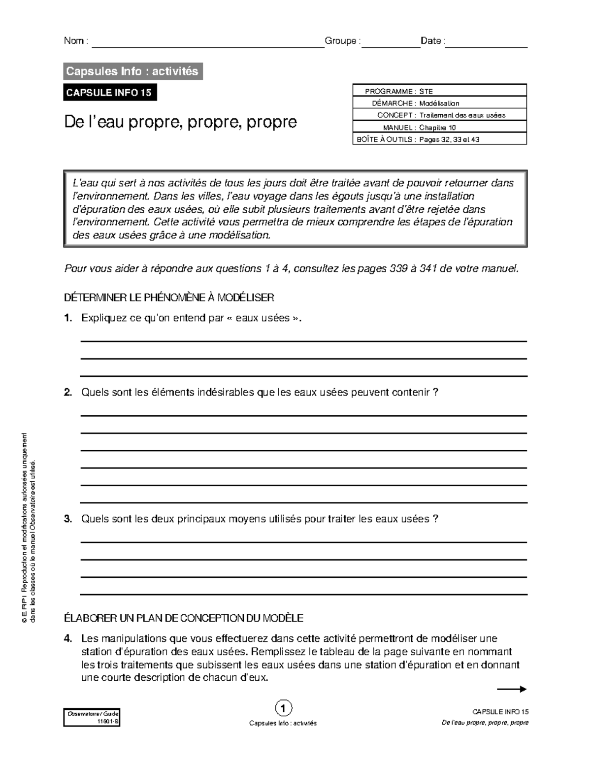 Capsule info 15 - Résume STE sciences - 1 CAPSULE INFO 15 © ERPI ...