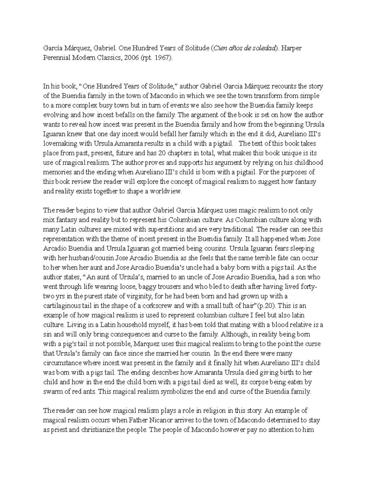 One Hundred Years of Solitude book review - García Márquez, Gabriel ...