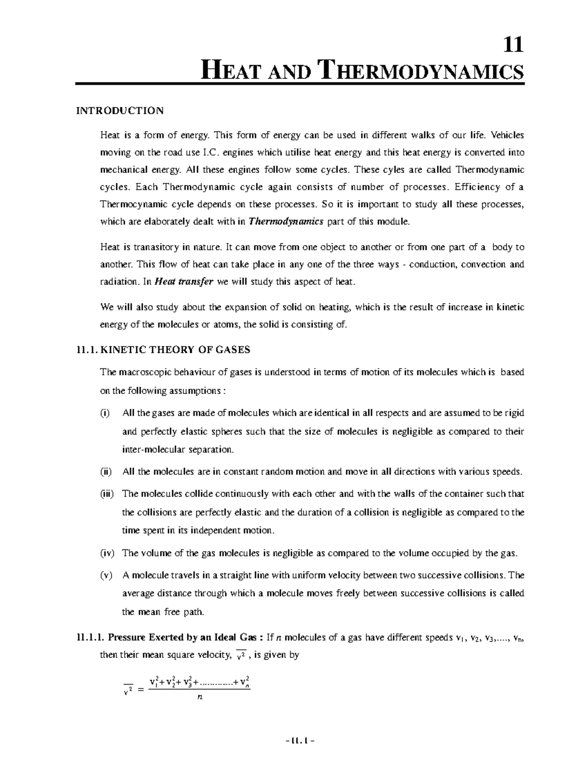 11. Heat and Thermodynamics Final - 11 HEAT AND THERMODYNAMICS ...