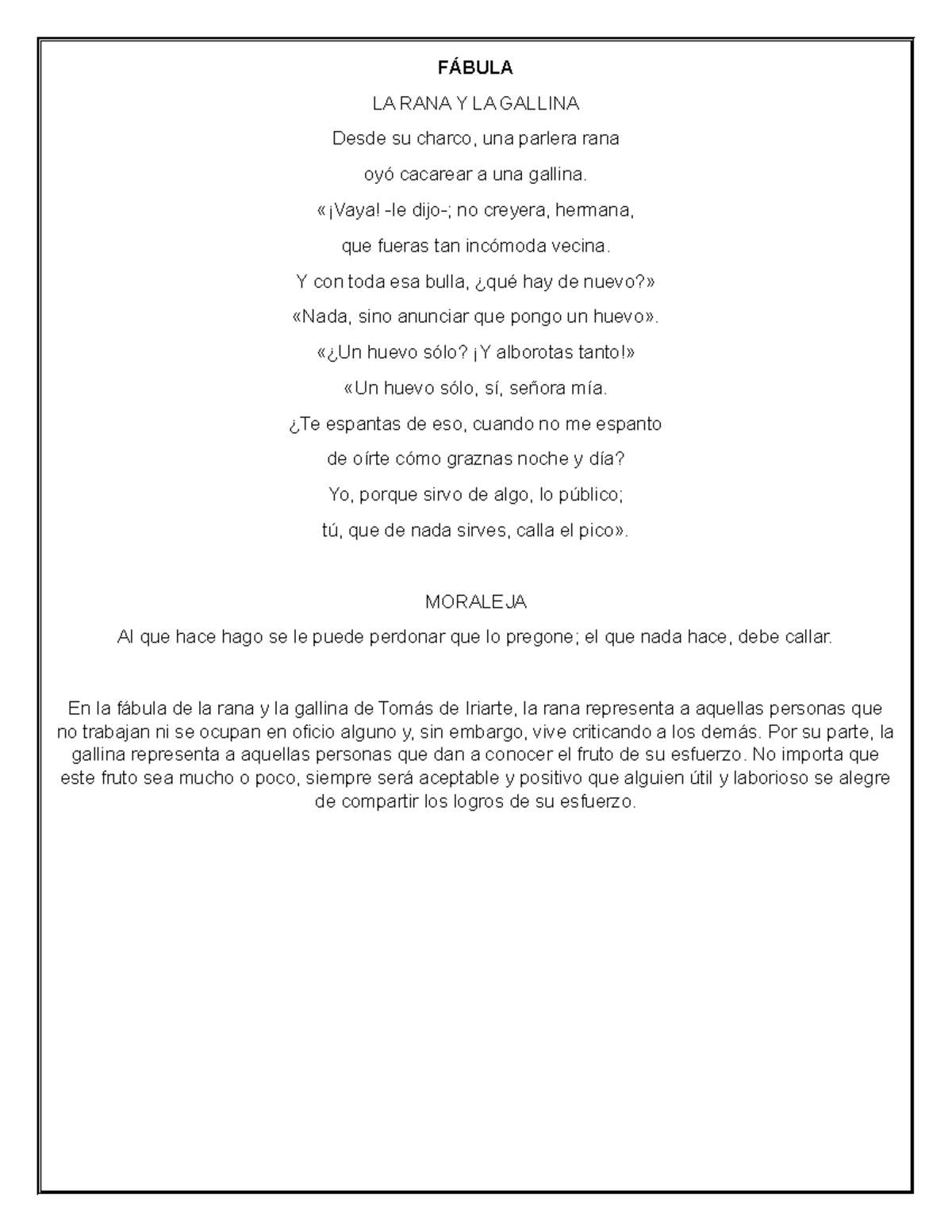 Fábula, Miriam LUNA - información relevante - FÁBULA LA RANA Y LA ...