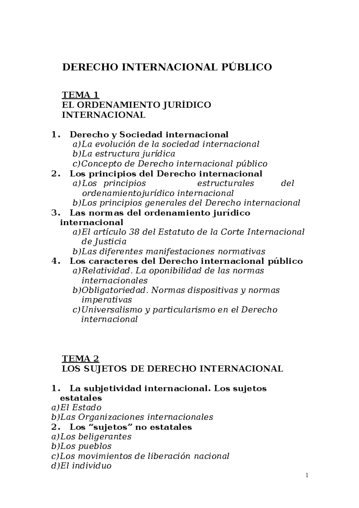 Programa Derecho Internacional PÚ Blico 2022-2023 - DERECHO INTERNACIONAL PÚBLICO TEMA 1 EL ...