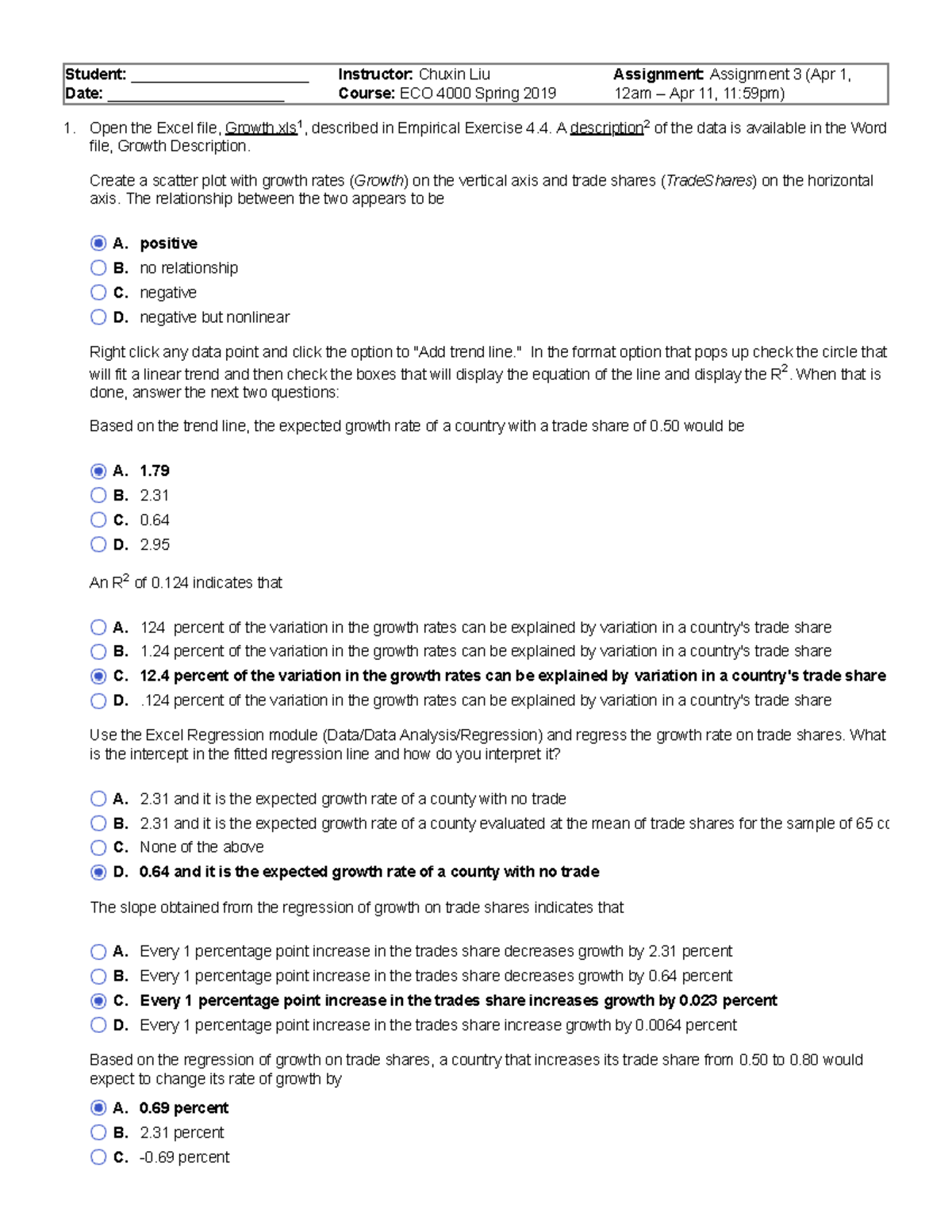 Eco 3 - Student: _____________________ Date: _____________________ Instructor: Chuxin Liu Course ...