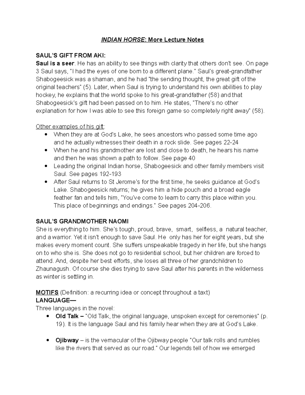 Indian Horsenotes 3 - Lecture notes by Daniel - INDIAN HORSE : More ...