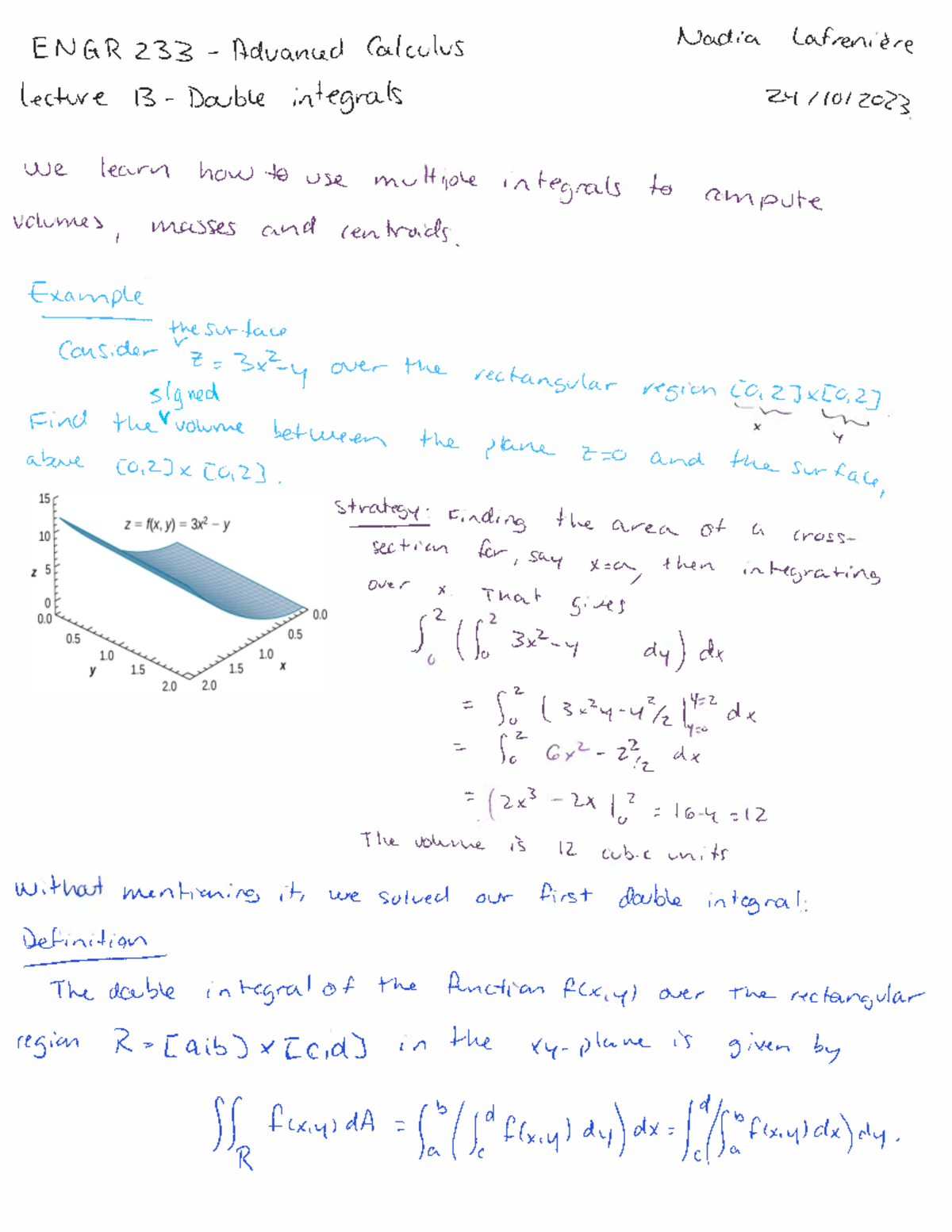 Lecture 13 - Double integrals - ENGR 233 - Studocu