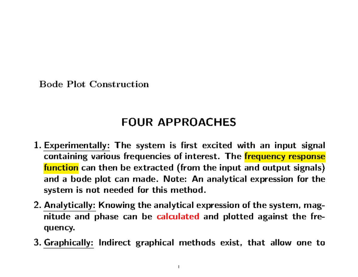 CMS Bode Plot Construction - Lecture 27 Bode Plot Construction FOUR ...