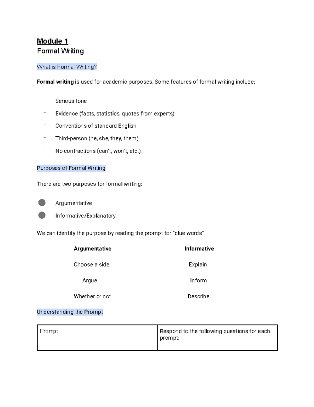 DTL Module 1 (2022-2023) - Module 1 Formal Writing What is Formal ...