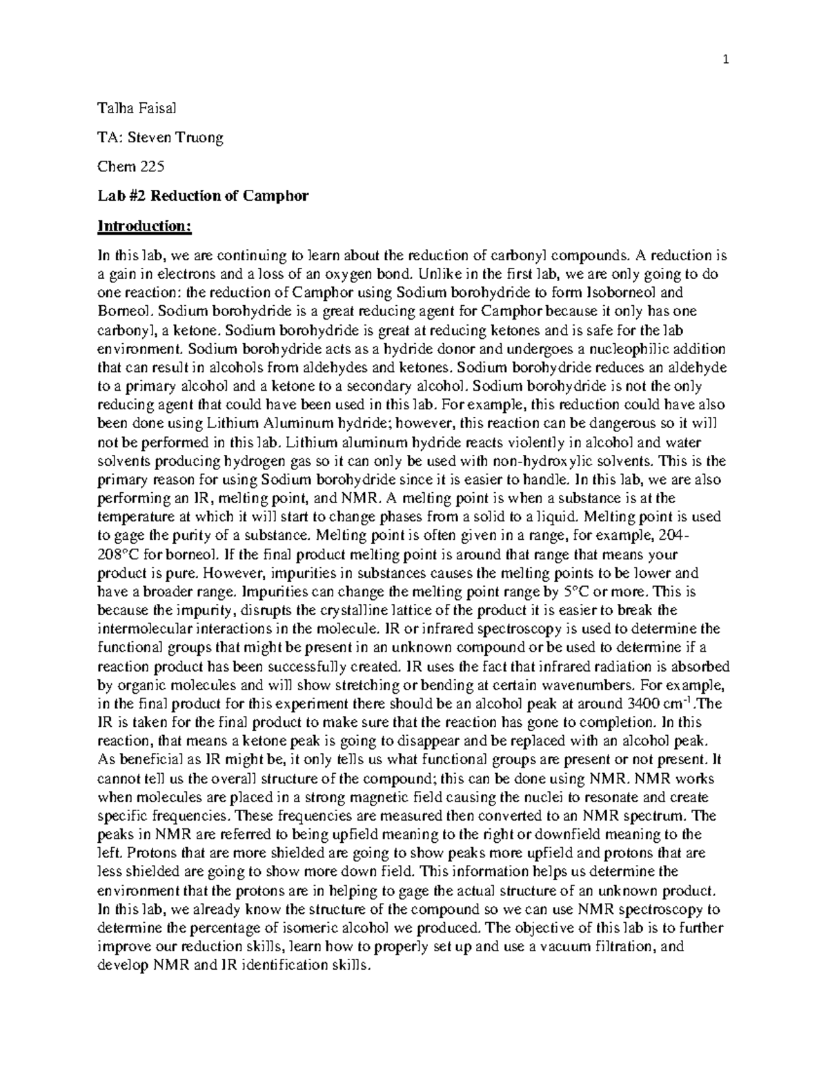 Chem 225 Lab #2 - CHEM 225.LB - Hunter College - Studocu