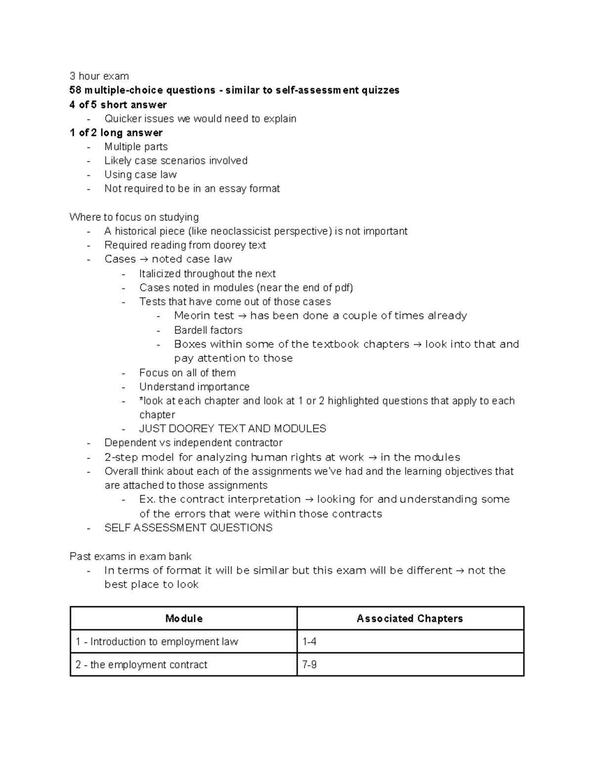 Notes for Each module - 3 hour exam 58 multiple-choice questions ...