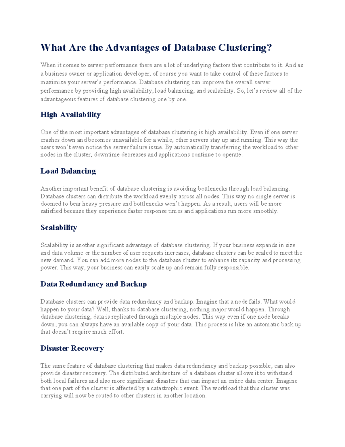Database Clustering - okdfafqwecwd - What Are the Advantages of Database Clustering? When it ...