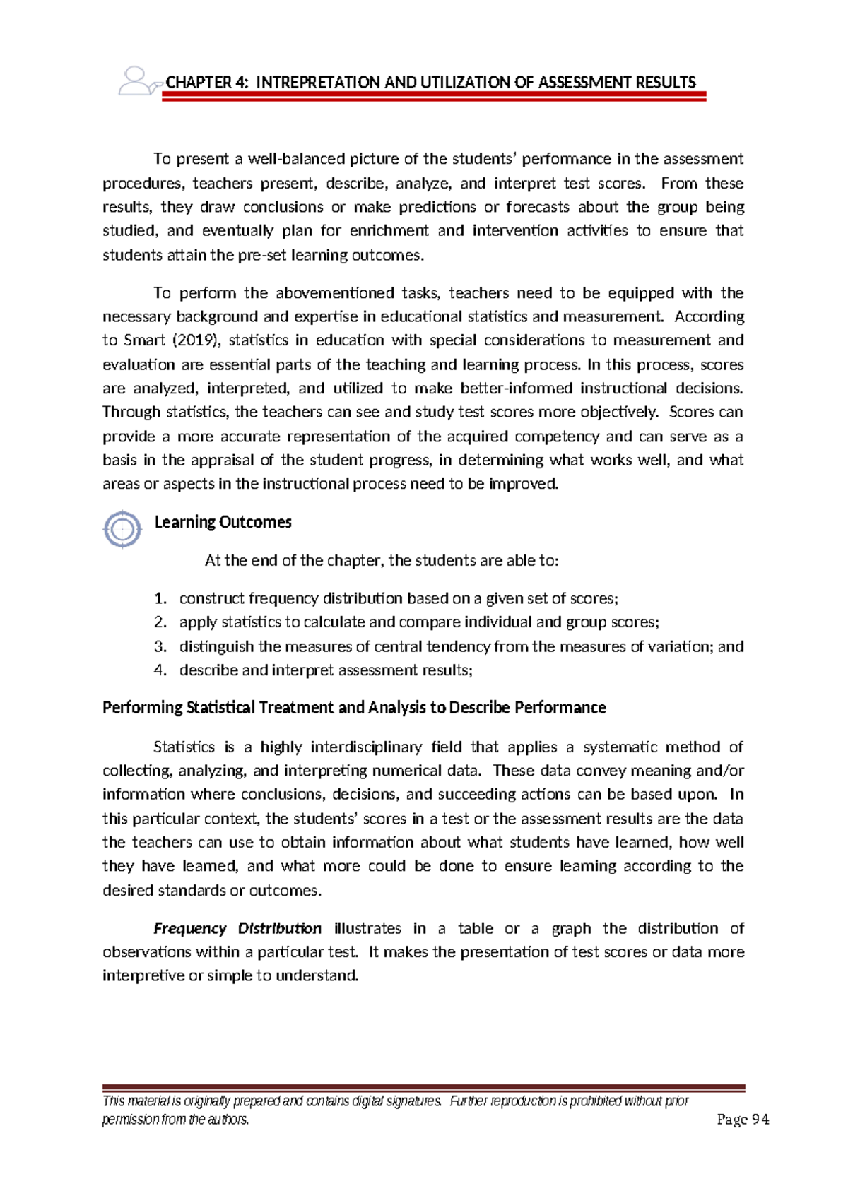 Chapter-4 - To present a well-balanced picture of the students’ performance in the assessment ...