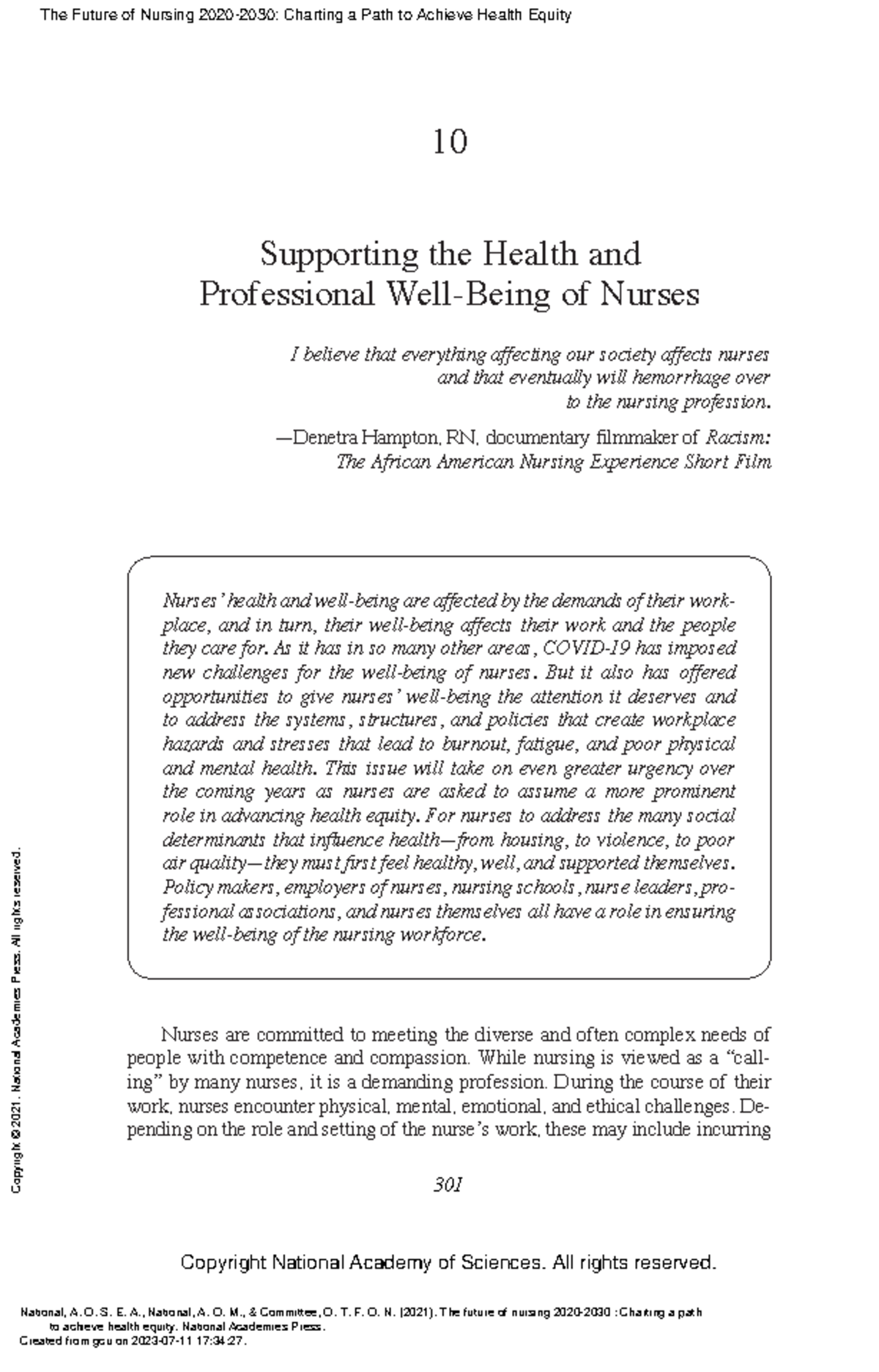 The Future of Nursing 2020-2030 Charting a Path to - Copyright National ...