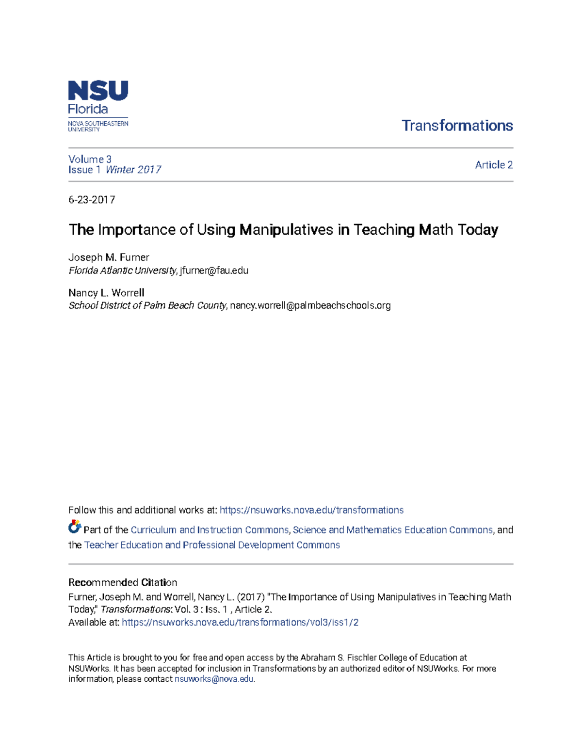 The Importance of Using Manipulatives in Teaching Math Today - Furner ...