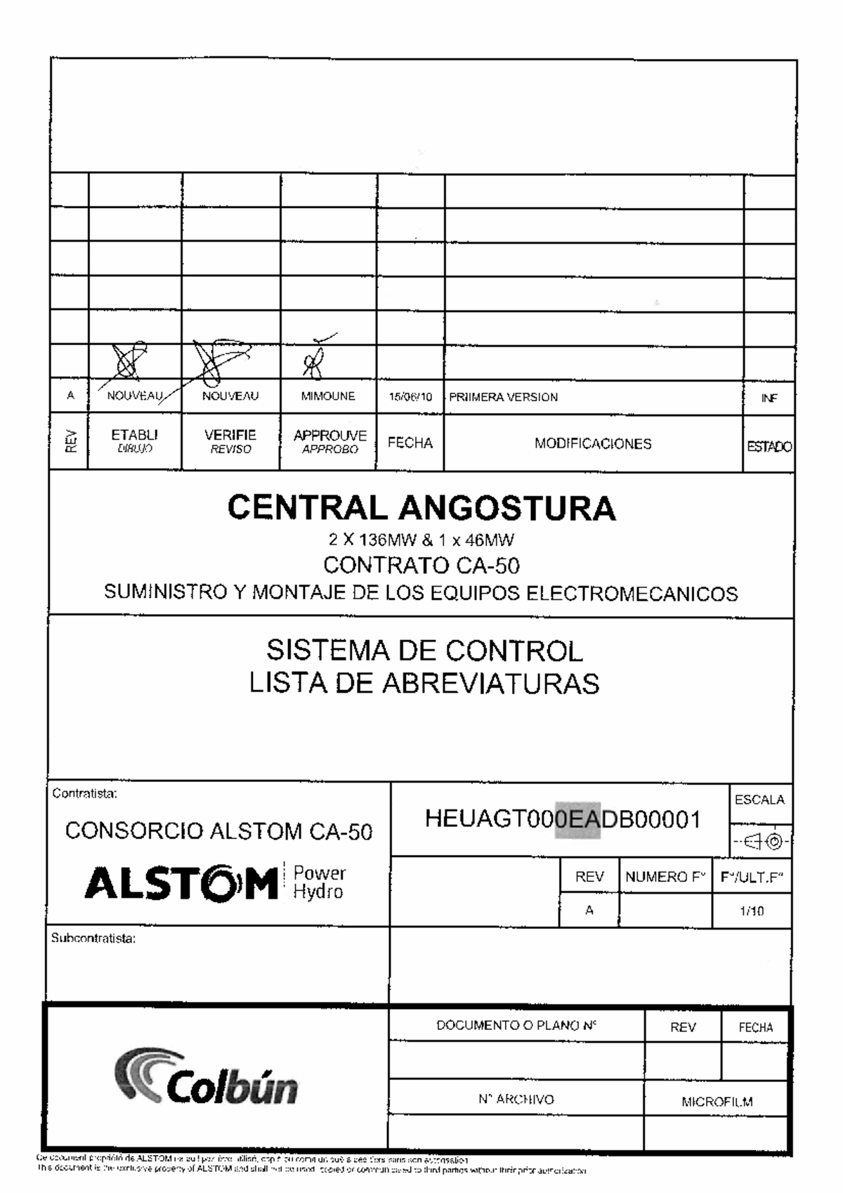 HEU-AGT-00-0EA-DB-00-001 Rev A Abreviaturas - 2/A MODIFICATIONS TABLE ...