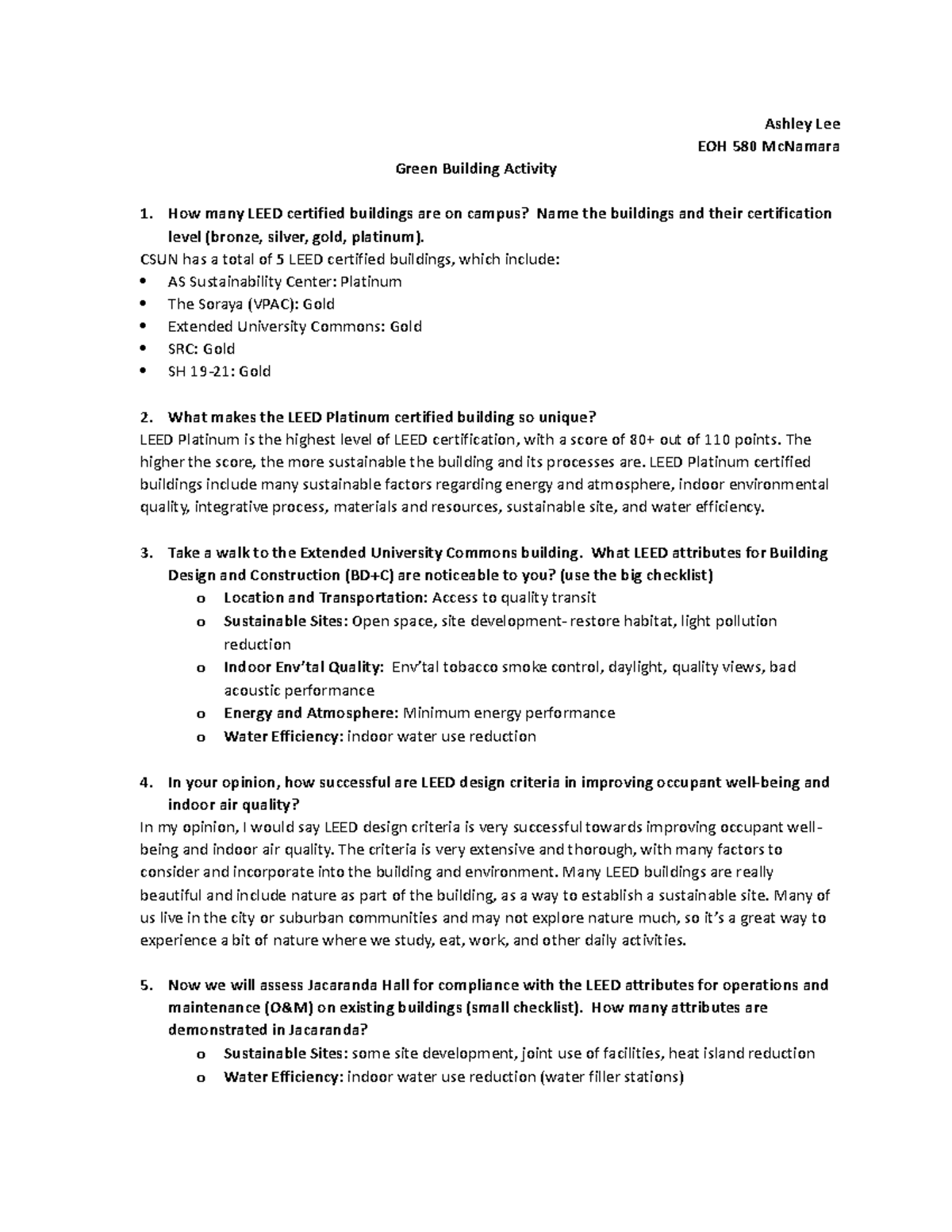 Green building activity - Ashley Lee EOH 580 McNamara Green Building ...