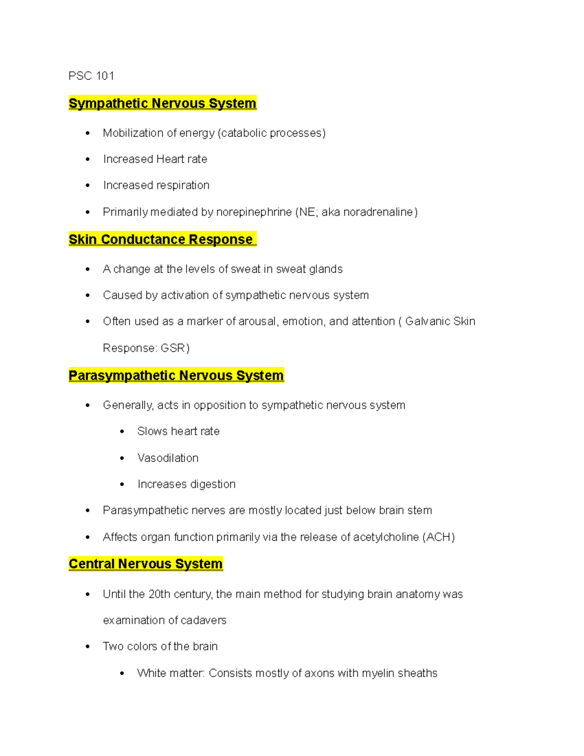 PSC 101 DAY4 - Skin conductance response - PSC 101 Sympathetic Nervous ...