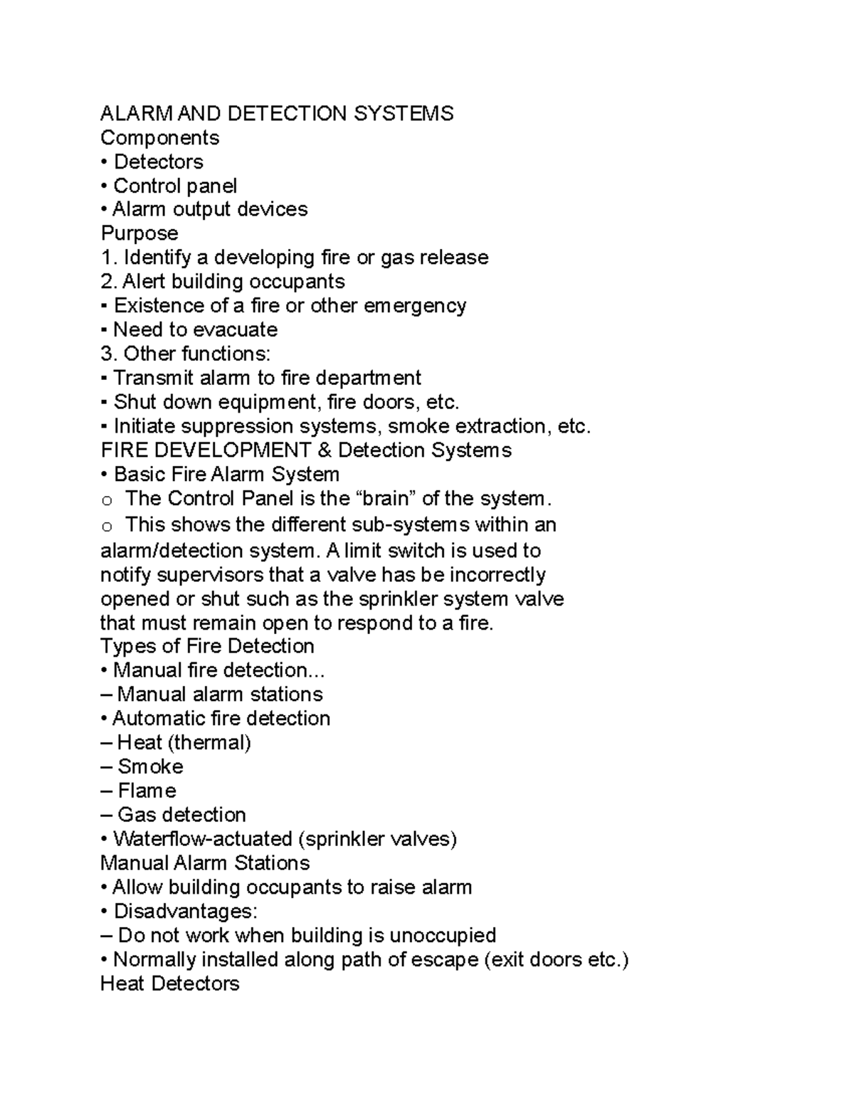Detection and alarms notes - ALARM AND DETECTION SYSTEMS Components ...