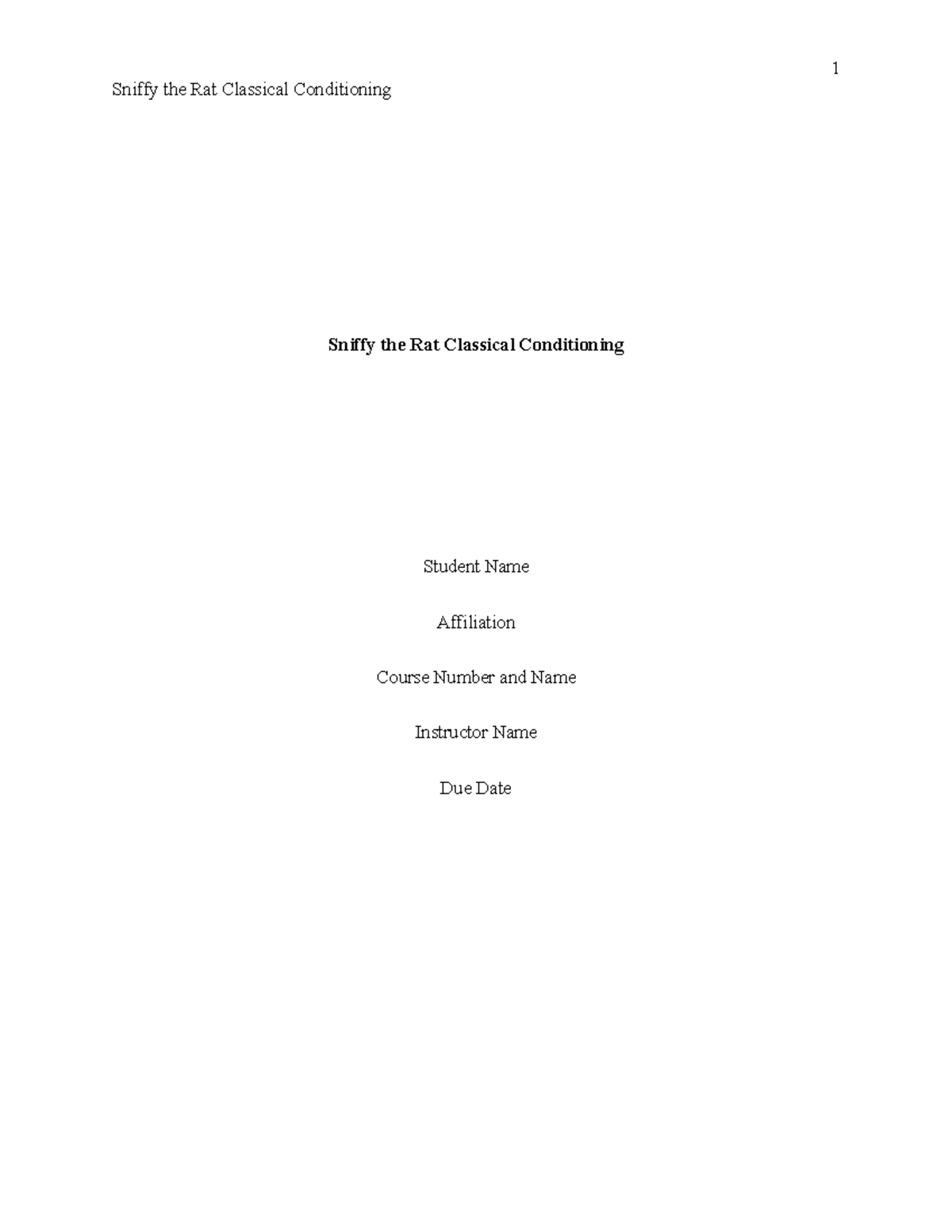 Classical Conditioning - Sniffy the Rat Classical Conditioning Sniffy ...