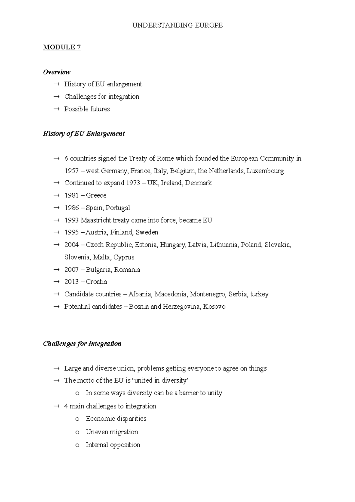 Module 7 - MODULE 7 Overview History of EU enlargement Challenges for ...
