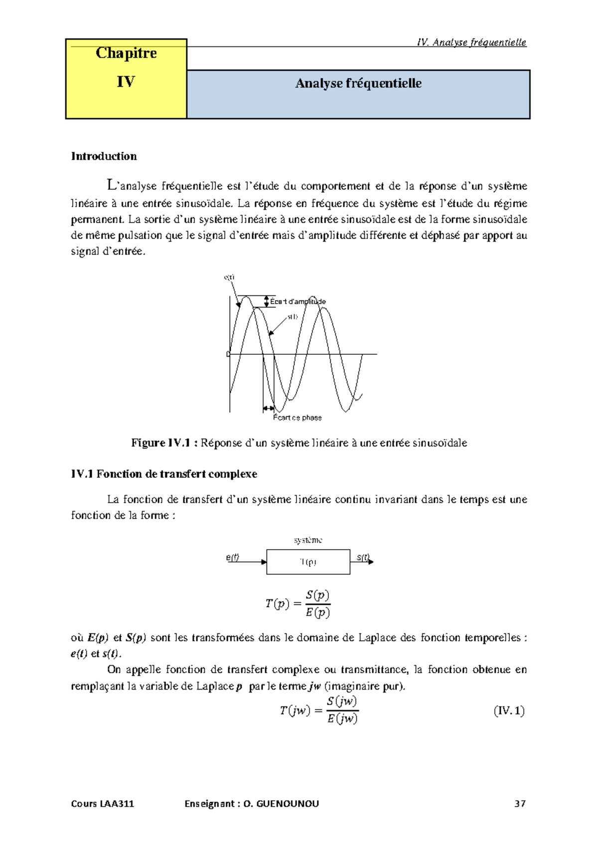 Polycopié (1)-39-53 - ANALYSE FREQUENTIELLE - Introduction L’analyse fréquentielle est l’étude ...