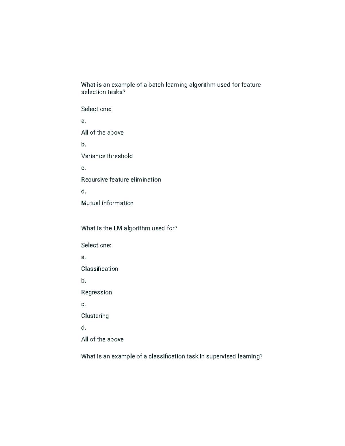 AI Fundamentals - Information Technology - What is an example of a batch learning algorithm used ...