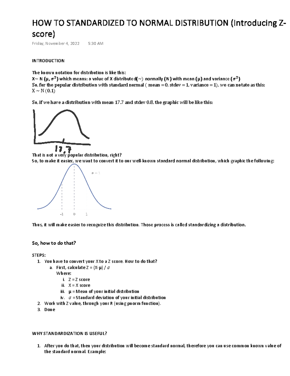 GBA412-HOW TO Standardized TO Normal Distribution - INTRODUCTION The ...