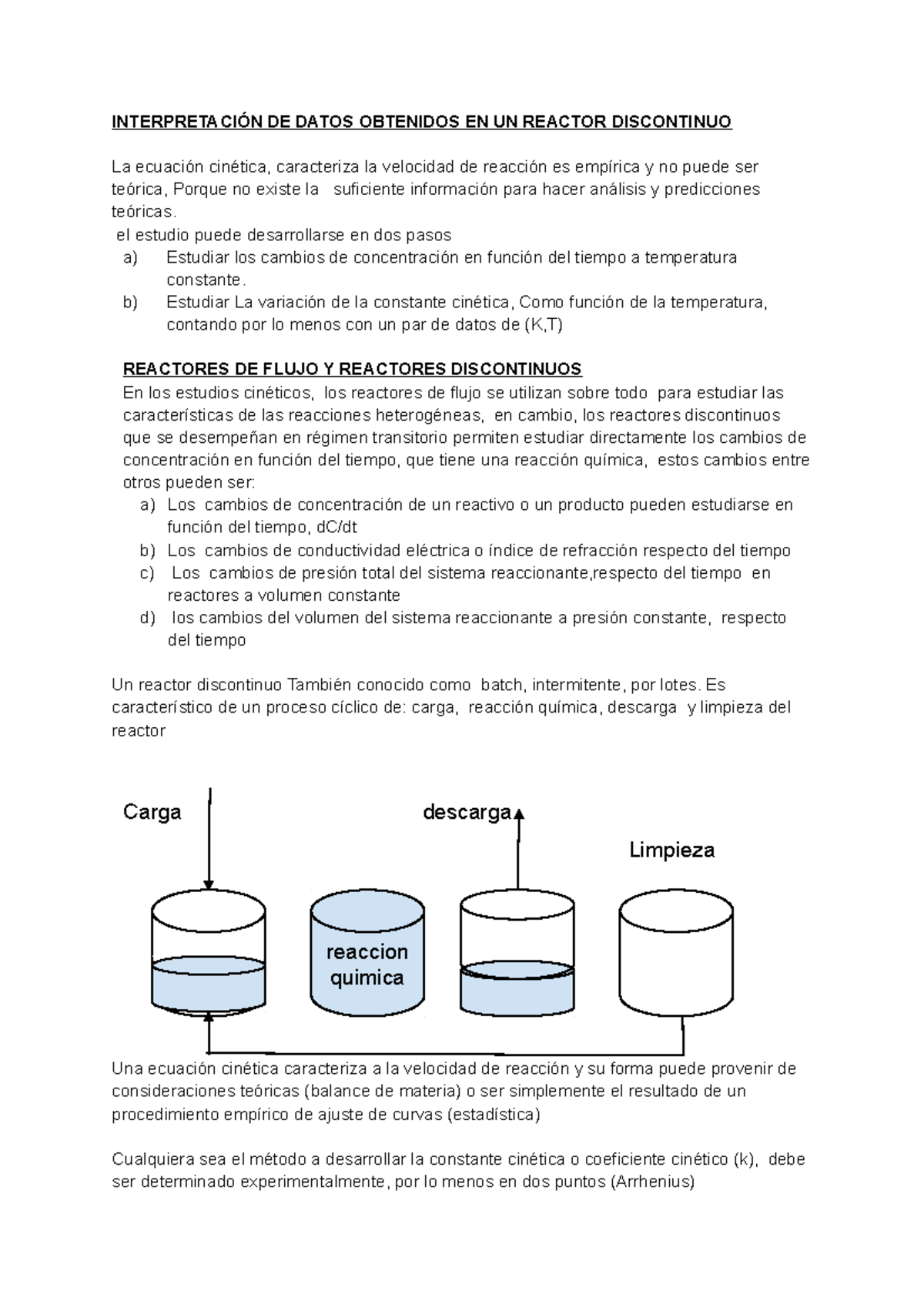 6. Interpretación DE Datos Obtenidos EN UN Reactor Discontinuo INGE ...