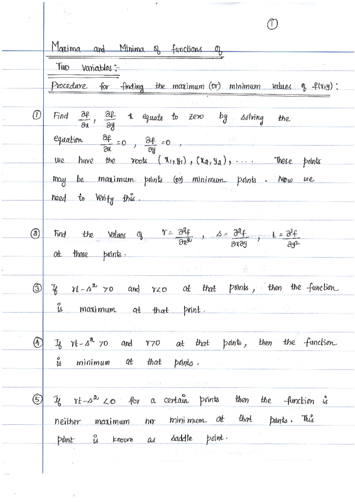 Maxima And Minima Functions Of Two Variables I Maxima And Minima Of