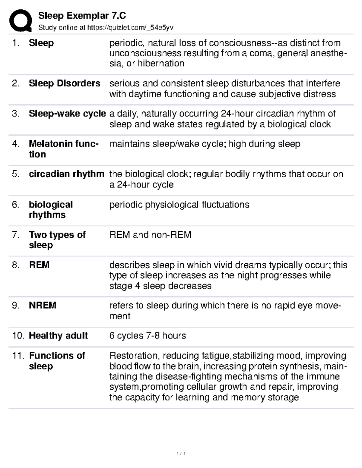 Sleep Exemplar 7 - Notes - Sleep Exemplar 7 Study online at quizlet ...