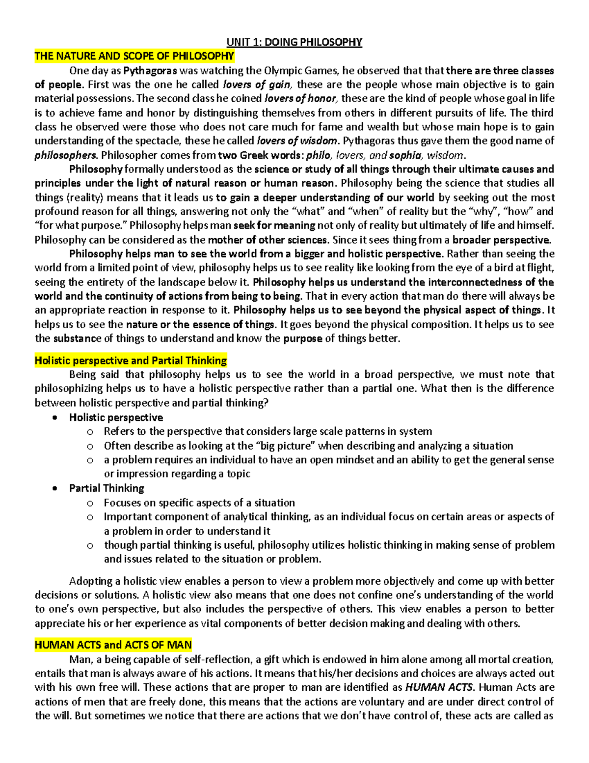 IPHP Study Material UNIT 1 3 - UNIT 1: DOING PHILOSOPHY THE NATURE AND ...